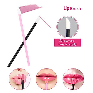 300PCS Disposable Makeup Applicators Tools Kit, Include 100 Disposable Lip Brushes Lip Wands 100 Mascara Brushes Wands Applicator 50 Eyeliner Brushes 50 Eyeshadow Brushes for Eyes and Lips Makeup