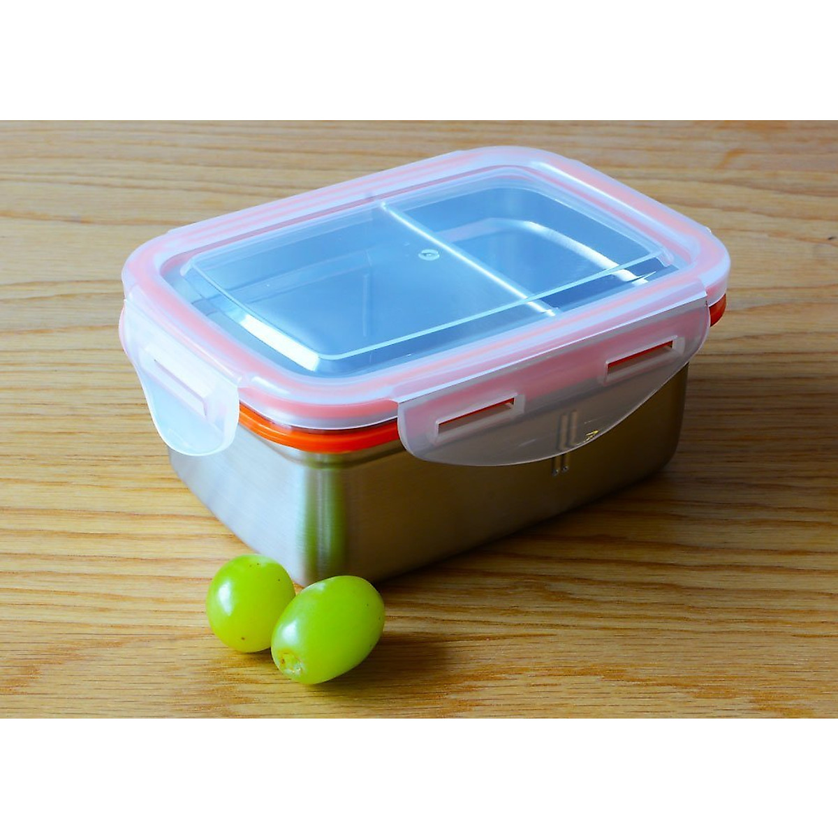 Mighty Hippo RECTANGLE Stainless Steel BENTO Food Container (Size: SMALL) - 2 Compartments (Removable Divider / Leak Proof / Dishwasher Safe / Reusable / Food Safe / Metal / BPA Free / Meal Prep)