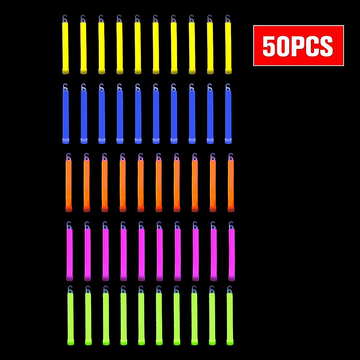 novelinks 50 Pcs 6'' Premium Glow Sticks Bulk - Ultra Bright Large Glow Necklaces Bulk Light up Necklaces Bulk Glow in The Dark Necklaces, Emergency Glow Sticks, Long-lasting Lighting Waterproof