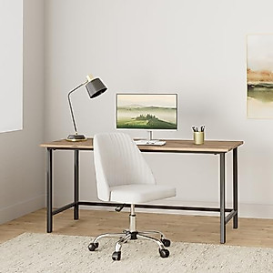 DUMOS Fashion Small Wheels Cute Vanity Swivel Back Mid Century Modern Armless Home Desk Task Chair for Bedrooms, Office, Dressing Room, Study, Grey