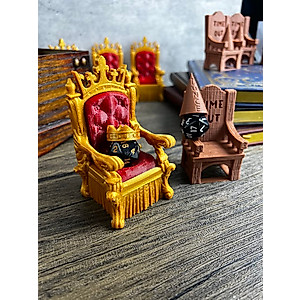 MunnyGrubbers - Dice Jail Cage - Time Out Chair & Dunce Hat - Chair of Shame - Crit Crown & Lucky Throne - (Random 7PC D20 Dice Set Included) - Gift for Dungeons and Dragons - DND - D&D - (Combo A)