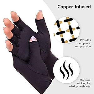 BraceAbility Compression Arthritis Gloves - Copper Hand Support for Rheumatoid or Psoriatic Arthritis, Carpal Tunnel Syndrome, Osteoarthritis, Swelling, Gout and Raynaud's Pain (Small - Pack of 2)