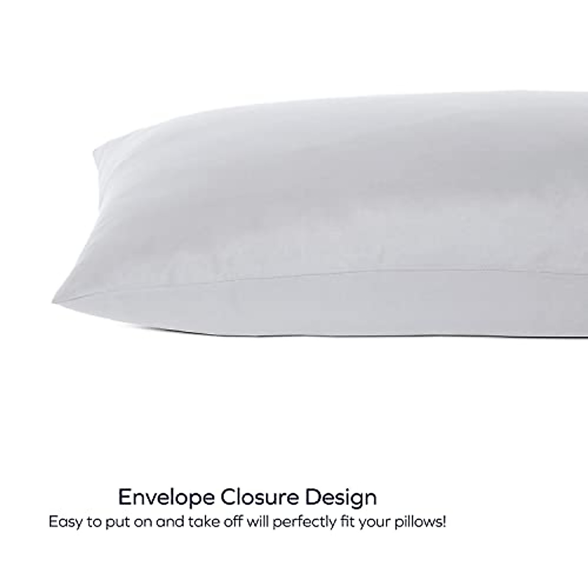 Microfiber Light Gray Pillow Cases Set of 2 King Size Bed Pillow Covers Ultra Soft (20 x 40) Inches Solid Pillowcases with Open Closure, Machine Washable