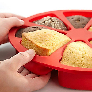 XIYUAN 2 Pcs Silicone Baking Molds Large 8 Cavity Silicone Scone Pan/Cakes Slices Mold/Triangle Cavity Cake Pan Pizza Slices Pan,Cornbread Mold And Soap Mould,DIY Baking Tool