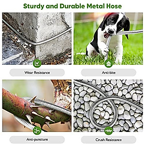 Tuzoc Metal Garden Hose 100FT, Stainless Steel Heavy Duty Water Hose With 10 Function Nozzle, No-Tangle & No-Kink, Tough & Flexible, Durable and Lightweight, Rust Proof hose for Yard, Outdoor, RV