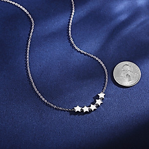 MADAOGO 50th Birthday Gifts for Women, Sterling Silver Five Star Necklace, Dainty Star Necklace, 6 mm Star Beads, 1973 Birthday Jewelry Gift Ideas