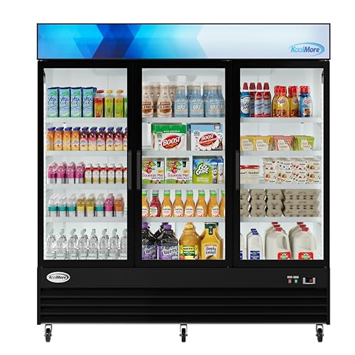 KoolMore - MDR-3GD Koolmore 78 1/4" Commercial Glass 3 Door Display Refrigerator Merchandiser - Upright Beverage Cooler with LED Lighting - 53 Cu. Ft. Black