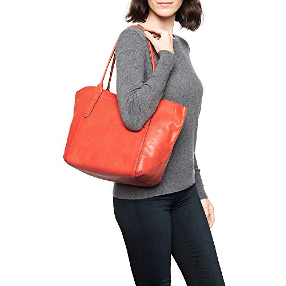 Frye womens Reed Shoulder Tote Bag, Burnt Orange, One Size US