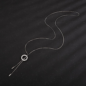 Sither Long Hoop Necklace for Women Crystal Pendant Necklace Sweater Chain Statement Necklace Choker Adjustable Charm Jewelry Crystal Accessories Wedding Party Evening Dressy