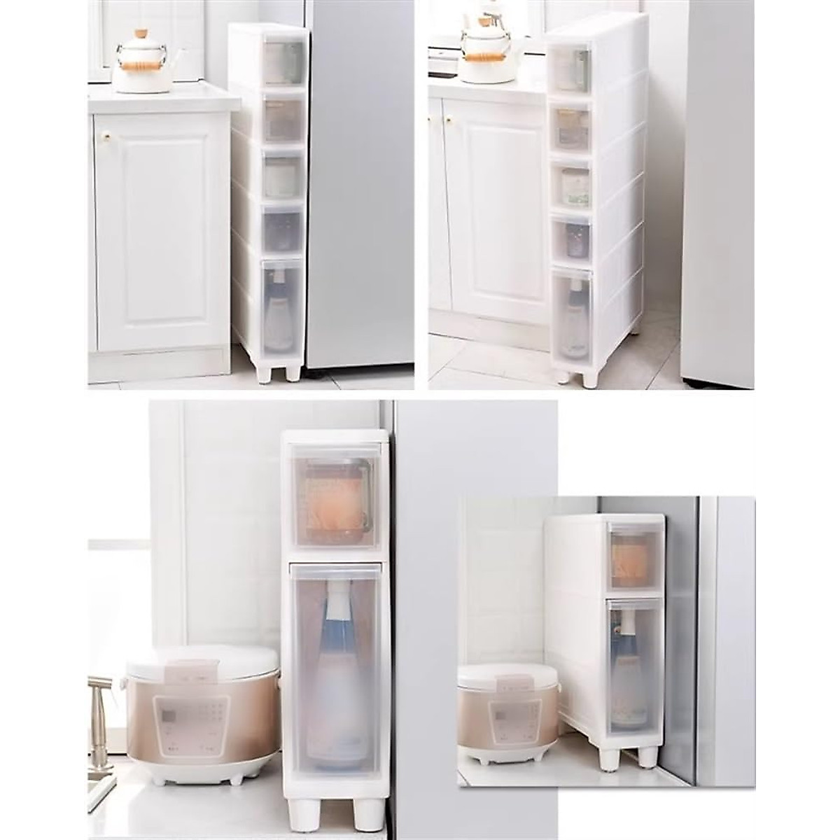 Narrow Storage Drawers, Slim Storage Cart with Drawers, Narrow Bathroom Storage Cabinet, Slim Rolling Storage Cart for Bedroom, Living Room and Bathroom(5.5x17.7x33.2in)