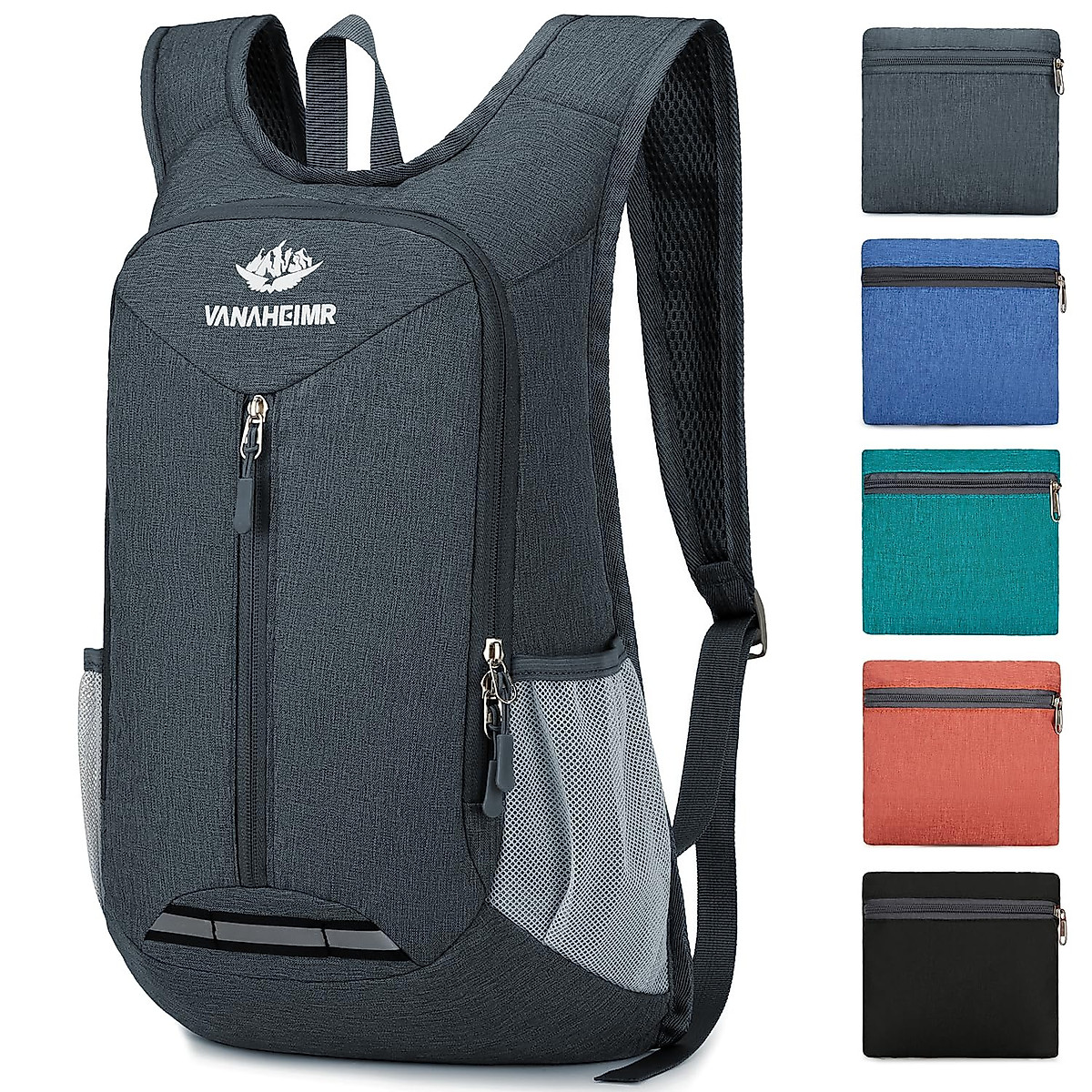 Esup 15L Lightweight Hiking Backpack Foldable Small Travel Backpack Packable Camping Backpack for Women Men (Dark Gray)