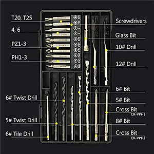 22Pcs HSS Screwdriver Twist Drill Bits Tool Set with Storage Box