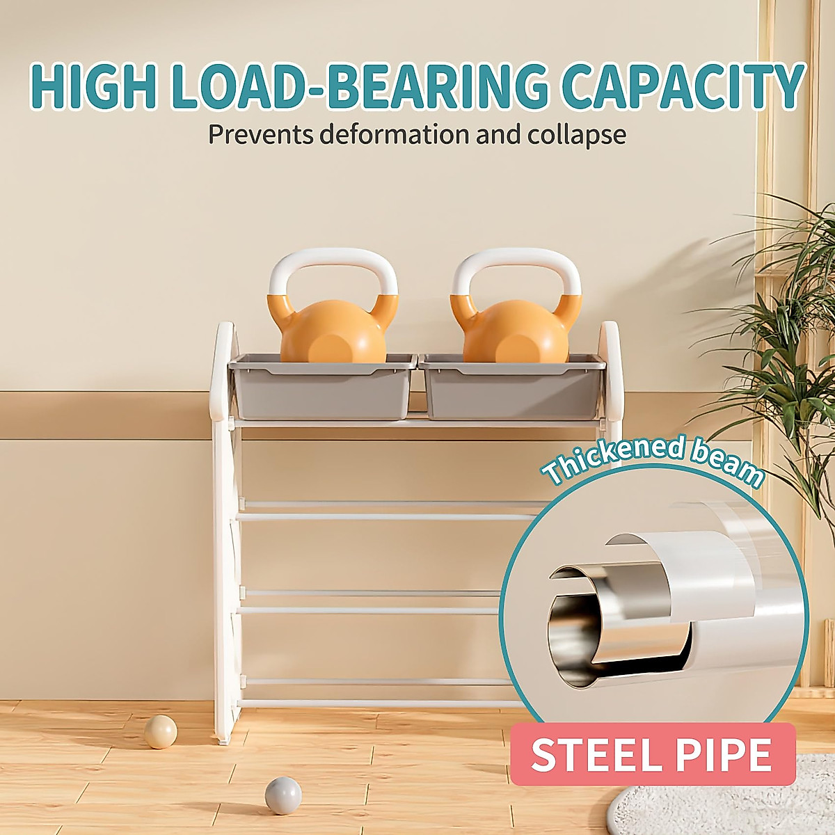 UNICOO Kids 4-Tier Toy Storage Organizer, Toy Organizer Shelf, Fun Candy House Design, Toy Shelves Organizer with 12 Bins, Toy Organizer Rack Durable and Safe HDPE Material