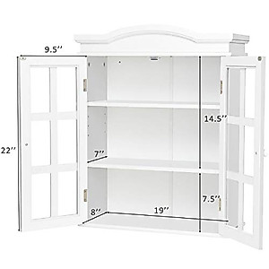 DORTALA Bathroom Cabinet Wall Mount Adjustable Shelf Elegant Two Door Collection Storage Medicine Cabinet, White
