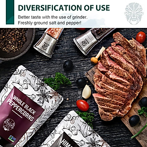 Soeos Whole Black Peppercorns 16oz + Himalayan Pink Salt 2lb, Salt and Pepper for Grinders, Black Peppercorn Refil, Pink Himalayan Sea Salt, 2 Piece Set