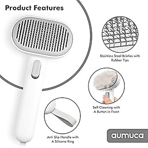 Aumuca Cat Brush for Shedding, Cat Brushes for Indoor Cats, Cat Brush for Long or Short Haired Cats, Cat Grooming Brush Cat Comb for Kitten Rabbit Massage Removes Loose Fur