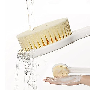 INGVY Dry Brushing Body Brush 1pc Long Handle Bath Brush Soft Body Scrubber Shower Exfoliator Scrub Skin Massager Nylon Cleaning Brush Bathroom Accessories