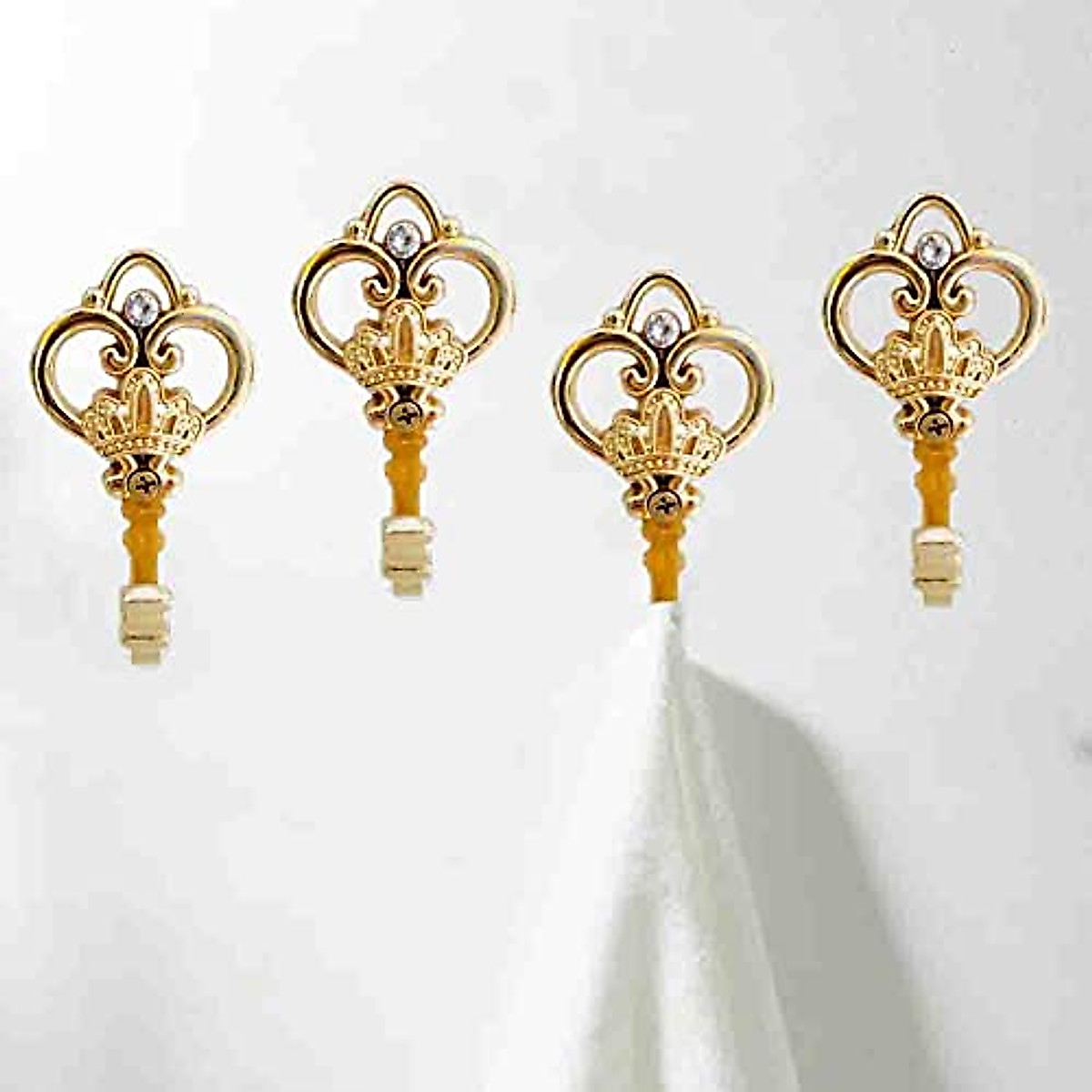 Cucumis Crown Curtain Wall Hook Household Clothes Hanging Hook Window Drapery Medallion Holdbacks, Curtain Tiebacks, Wall Hook, Tassel Holder 1 Double (Gold)