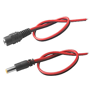 DC Power Pigtail Cable 26 Pairs DC Power Pigtail Wire Plug 1A 2A Pure Copper 2.1mm x 5.5mm 12V Male & Female Connectors for Security CCTV Surveillance System Camera and Lighting Power Adapter (26)