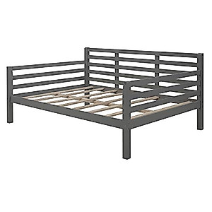 Harper & Bright Designs Full Size Daybed Frame, Wooden Full Day Bed with Wood Slat Support, Full Bed Frame, Full Size Sofa Bed for Bedroom, Living Room, No Box Spring Needed, (Full Size, Gray)
