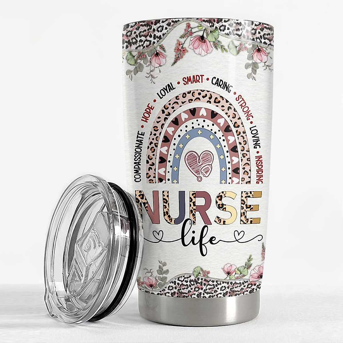 SANDJEST Nurse Tumbler 20oz Nurse Gifts for Nurses Women Nursing Stainless Steel Insulated Tumblers Coffee Travel Mug Cup Gift for Nurses Week Graduation Christmas