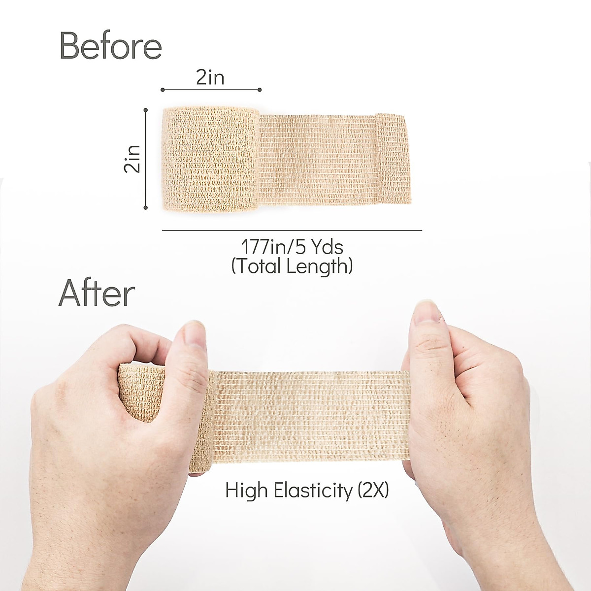 Metene Self Adhesive Bandage Wrap 12 Pack, Athletic Tape 2 Inches X 5 Yards, Sports Tape, Breathable, Waterproof, Elastic Bandage for Sports, Wrist and Ankle Wrap Tape, Non-Woven Bandage(Beige)