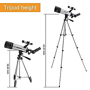MOLIMOLLY Telescope for Kids Beginners Adults, 70mm Aperture 400mm AZ Mount Portable Astronomical Refractor Telescope,Adjustable Height Tripod Travel Telescope with Backpack,Smartphone Adapter