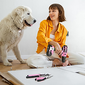 POPULO Pink Tool Kit 236-Piece with Cordless 20V 2000mAh Power Drill Driver, Lady's Basic Home Tool Set with 12-Inch Pink Tool Bag, Electric Drill Sets Combo Kit for Women, House, DIY