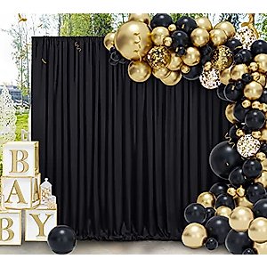 Black Backdrop Curtains for Parties 5ft x 10ft 2 Panels Thick Fabric Backdrop Drape for Birthday Graduations