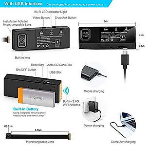 ELValley Hidden Spy Camera WiFi,HD 1080P Portable Wireless Small IP Camera Nanny Cam with Interchangeable Lens/Motion Detection for Home Office