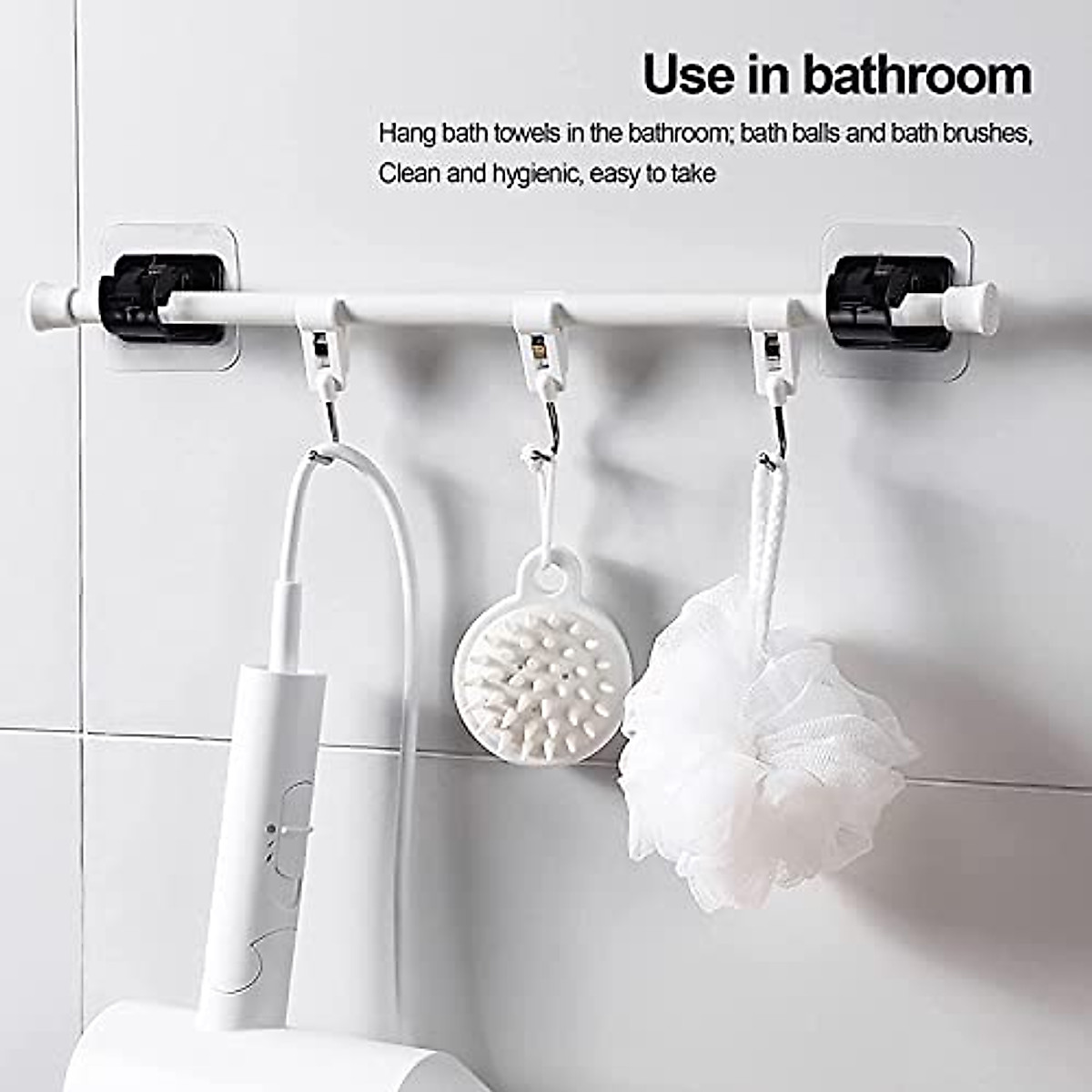 Lightarea Curtain Rod Brackets No Drilling, 8 PCS Self Adhesive Curtain Rod Holder Hooks, Hangers for Bathroom Kitchen Home Bathroom & Hotel Use