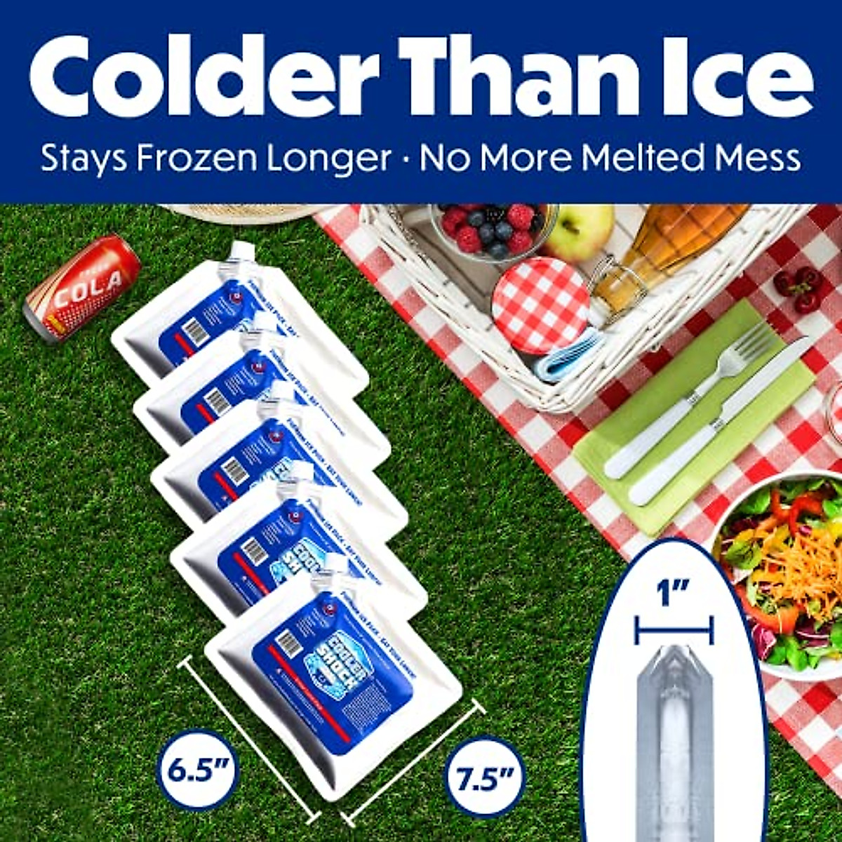 Cooler Shock Reusable Ice Pack - For Lunch Bags and Coolers, Long-Lasting Cold Freezer Packs for Lunch Boxes and Containers - Ice Packs for Cooler, School, Beach, Camping, Fishing