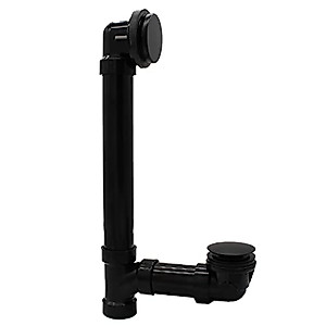 Westbrass 493144H-62 12" & 4" Bath Waste & Overflow Assembly with Tip-Toe Drain Plug and Illusionary Faceplate-SCH. 40 ABS Pipe, 1-Pack, Matte Black