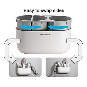 Praiselmart Hair Dryer Holder - Hair Dryer Organizer, Hair Dryer Holder Wall Mount, Under Sink Organize, Bathroom Organizers and Storage, Cabinet Organizer (Grey/White)