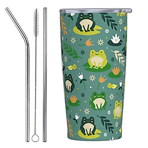 Frog Tumbler with Lid and Straw, 20 Oz Stainless Cup Steel Insulated Water Bottle Travel Coffee Mug