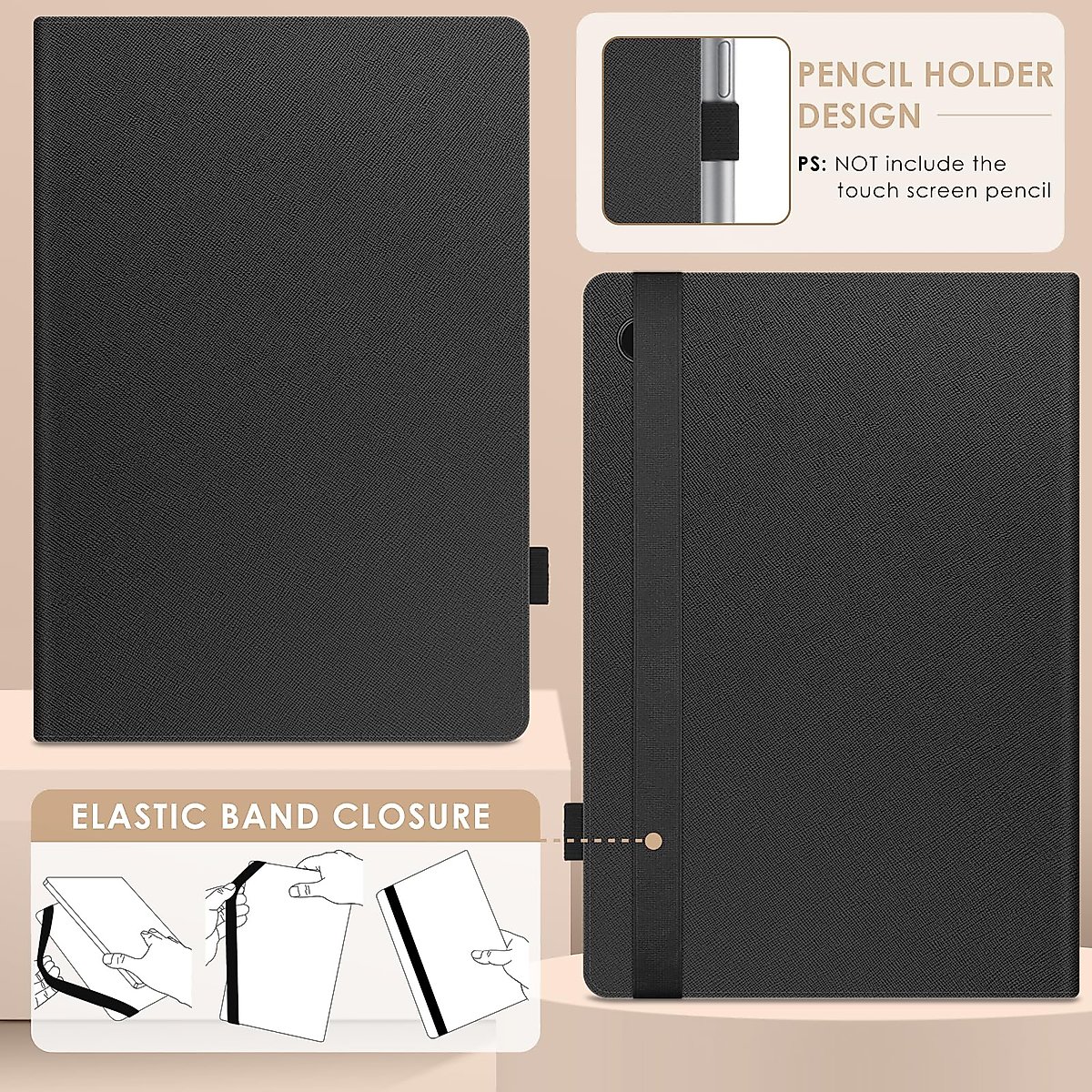 DETUOSI Leather Case for Samsung Galaxy Tab A8 10.5" 2022 (SM-X200/X205/X207) with S Pen Holder & Soft Silicone Back,Auto Sleep/Wake Elastic Closure 2-Angles Viewing Folio Protective Smart Book Cover