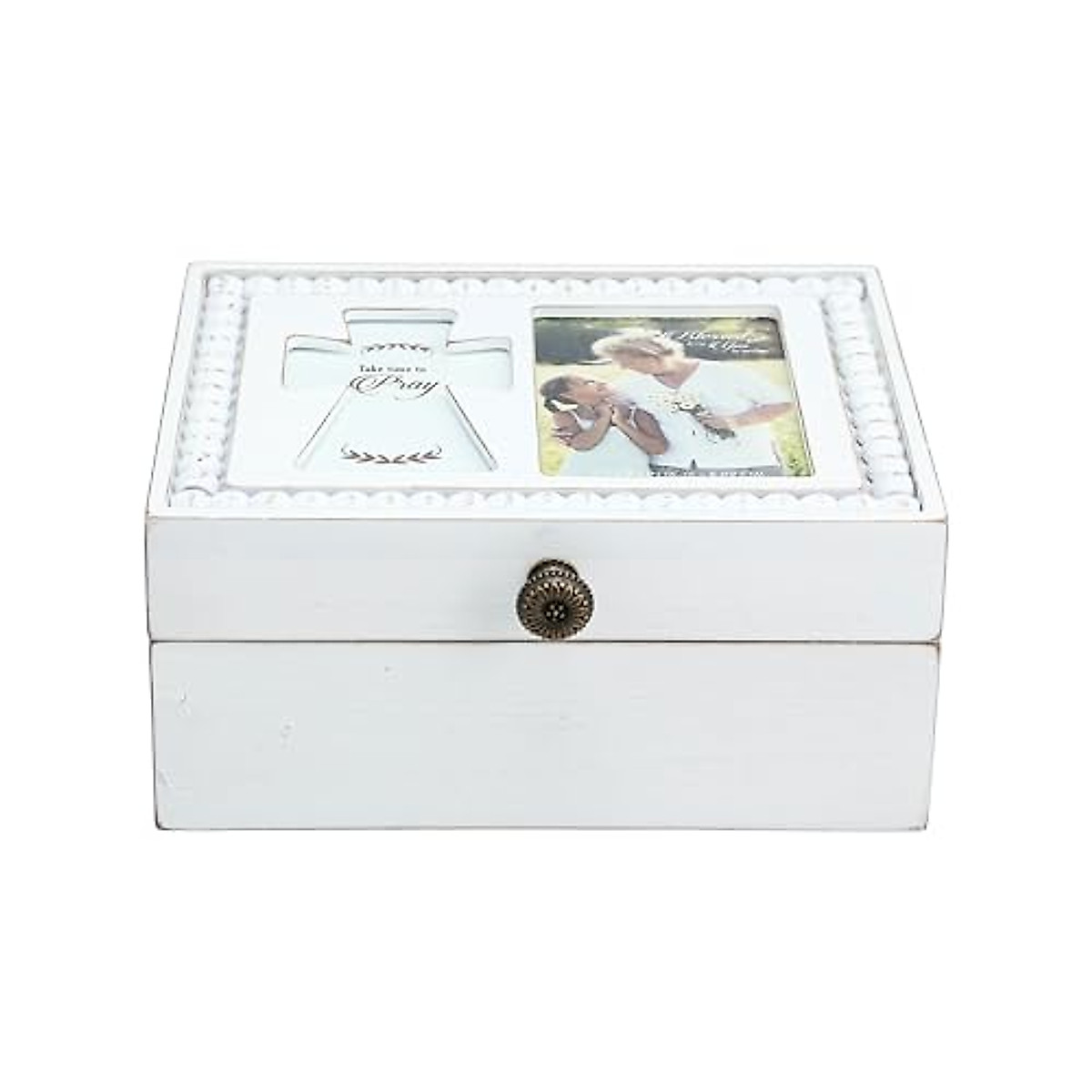 Pavilion - Take Time To Pray - 6.5" long x 5" wide x 3" tall Prayer Box Decorative Keepsake Storage Bin 2.25" x 3.25" Wallet Photo Holder Jesus God Lover Religious Friend Gift Present