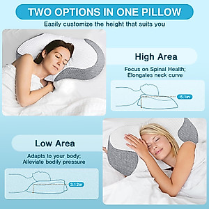 DAFIFO Neck Pillow Contour Memory Foam Pillows for Pain Relief Bed Pillow for Sleeping, Contour Support Pillows for Sleeping, Ergonomic Bed Pillow for Side, Back, Stomach Sleepers
