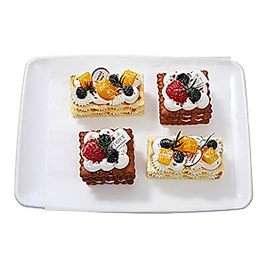 N9R 10Pcs White Plastic Serving Trays - 11“ x 8“ Rectangle Serving Platters with 10Pcs Butcher Paper - Tray Decor, Food Tray for Party