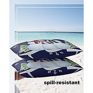 Outdoor Throw Pillow Covers Waterproof Pillow Cases 20x12In,Snowman Family Christmas Tree Snowflake Decorative Pillow Covers Cushion Cases for Couch Sofa Patio Garden,2 Pack Winter Snow Night