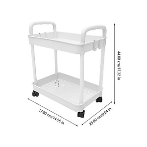 Mobile Double Layer Cart Storage Rack 2 Tier Rolling Cart Rack with Wheel Cart with Wheels Organizer Movable Bookshelf Cart Laundry Cart on Wheels Diaper Cart Dorm Cart Tiered Cart