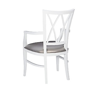 Pemberly Row Mid Century Wood Dining Arm Chair in White