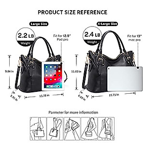 Kattee Women's Genuine Leather Handbags Shoulder Tote Organizer Top Handles Crossbody Bag Satchel Designer Purse Large Capacity (Black)