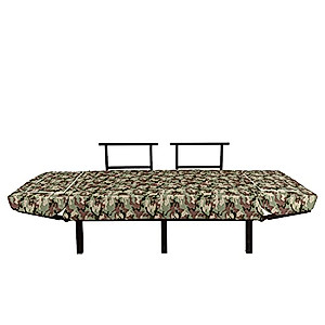 Ambesonne Camo Futon Couch, Illustrated Green Camouflage in Forest Colors Hunter Theme, Daybed with Metal Frame Upholstered Sofa for Living Dorm, Loveseat, Dark Green Army Green