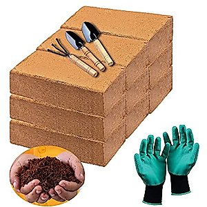Coco Coir Bricks for Plants - Compressed Coconut Fiber Substrate Garden Coir Plant Soil for Vegetables Flowers Berries Planting, Reptile Bedding(9 Pack)