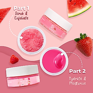 Watermelon Sugar Lip Scrub for Dry, Cracked and Dark Lips – Lip Scrubber Exfoliator Organic Lip Scrubs Exfoliator and Moisturizer with Lip Brush – Vegan, Cruelty-Free Lip Care Products (20g)
