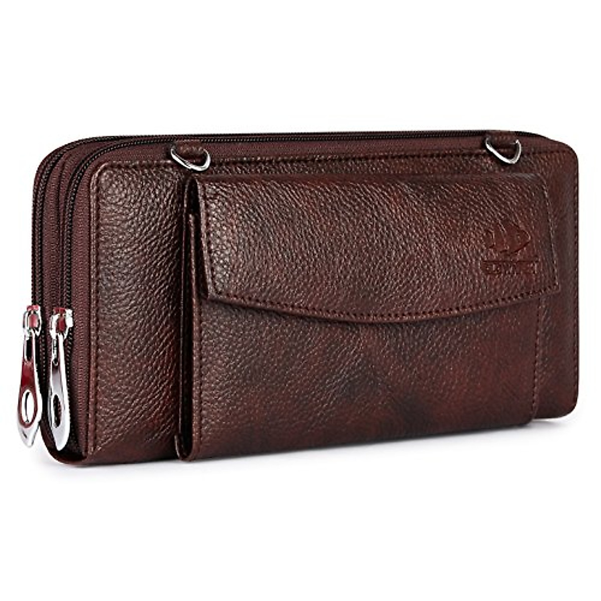 The Clownfish Vegan Leather Wallets for Women Ladies Purse Handbag Clutch Bag-Dark Brown