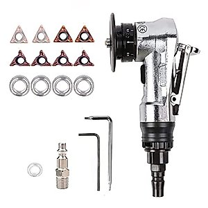 YKLP 2 in 1 Mini Pneumatic Chamfering Machine Set, Portable Handheld 45 Degree Arc Air Beveling Machine with Replace Blades and Bearings for Metal Deburring,1/4 Inch Air Inlet