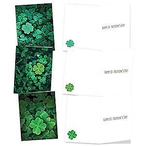 The Best Card Company - 20 Assorted Boxed St. Patrick's Day Note Cards, 2 each of 10 designs, with Envelopes (4 x 5.12 Inch) - Lucky Clovers AM9079SPG-B2x10