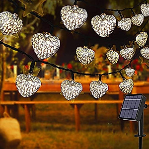YUEWEIWEI Solar String Outdoor Garden Light Rustproof Silver Heart Shaped LED Light 20 LED Solar Fairy Tale String Light Garden Light Home Decoration